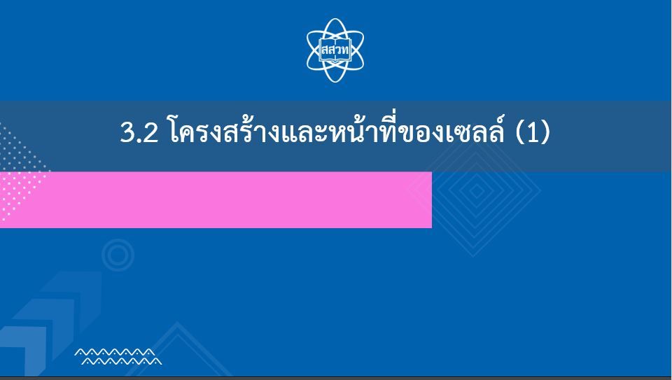 โครงสร้างและหน้าที่ของเซลล์ 1/2 - My IPST