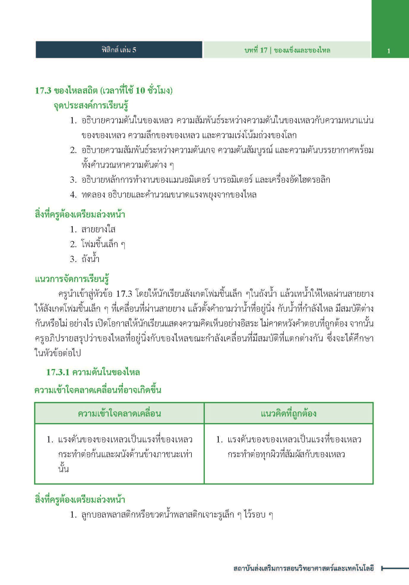 แนวการจัดการเรียนรู้-ของไหลสถิต - My IPST